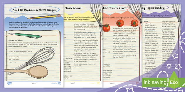 👉 Mixed Up Measures in Maths Recipes (Ages 7 - 11)