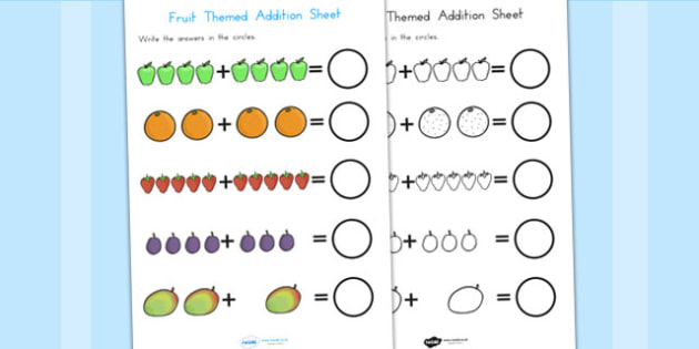 Fruit Themed Addition Sheet