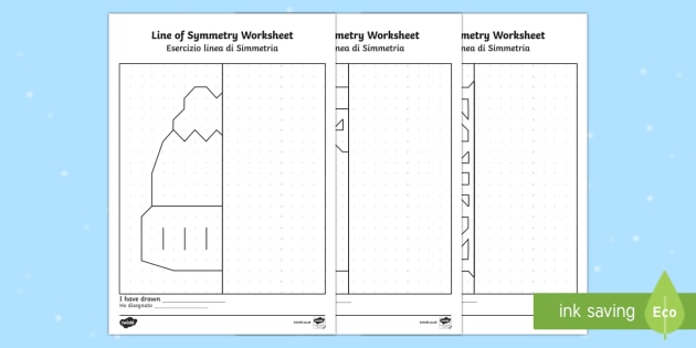Winter Themed Symmetry Worksheet / Worksheets Italian / English - Winter