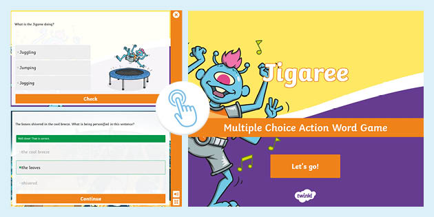 Multiple Choice Action Word Game | GO! Interactive game