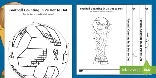 KS1 The World Cup Counting in 2s Dot to Dot Worksheets