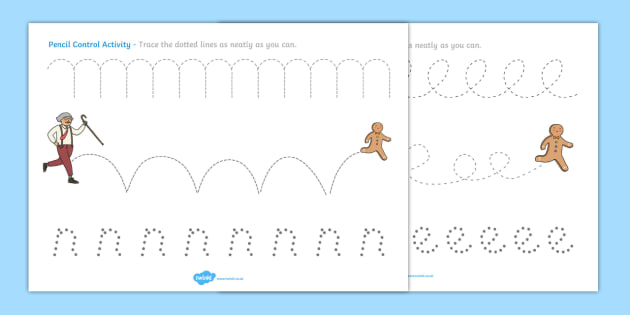 The Gingerbread Man Pencil Control Worksheet / Worksheets - gingerbread man