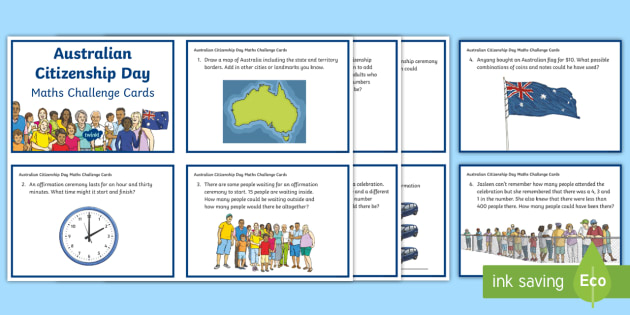 3-4 Australian Citizenship Day Maths Challenge Cards