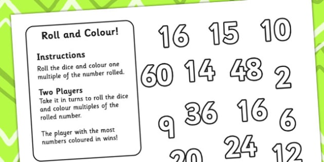 Multiplication Roll and Colour One Dice
