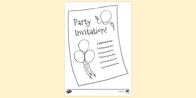 FREE! - Party Invitation Colouring Sheet | Colouring Sheets