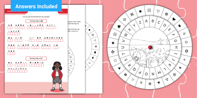 Remembrance Day Secret Code Wheel - Level 2 - Kids Puzzles