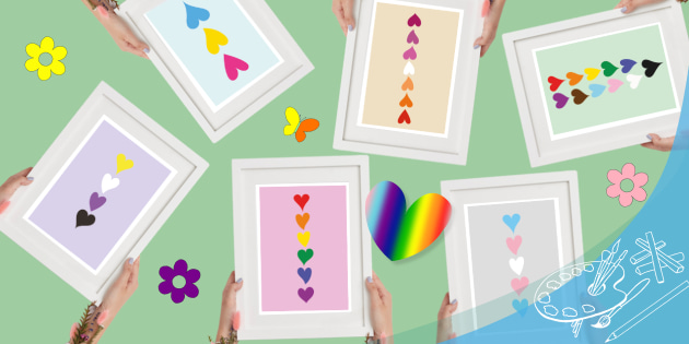 LGBTQ+ Pride Flags Coloured Hearts Posters Pack