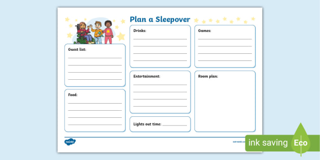 Plan a Sleepover Activity Sheet,sleepover (teacher made)