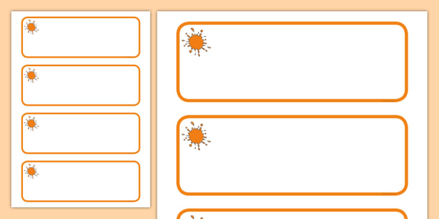 Orange Themed Editable Drawer-Peg-Name Labels (Blank)
