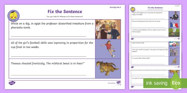 LKS2 Fix the Sentence Activity Mat Pack (teacher made)