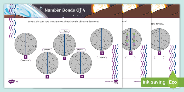Number Bonds of 4 Differentiated Activity Sheets