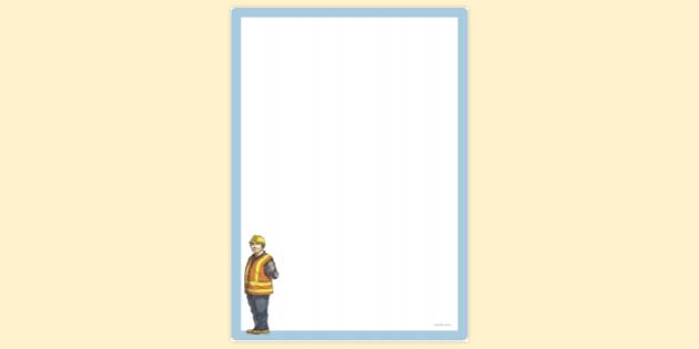 FREE! - Simple Blank Builder Workman Stood | Page Borders | Twinkl