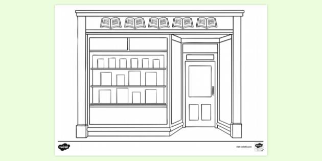 FREE! - Bookshop Display Colouring Sheet (teacher made)