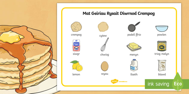 Welsh Pancake Word Mat | Twinkl Learning Resources