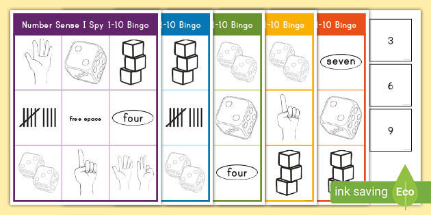 Number Sense I Spy 1-10 Bingo