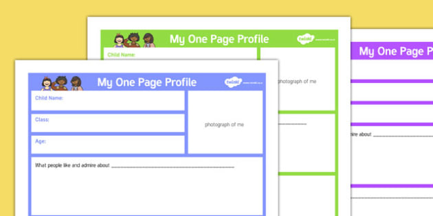 My One Page Profile Parents Primary (teacher made)
