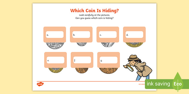 Which Coin Is Hiding? Worksheet (teacher made)