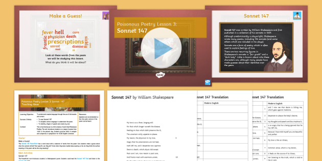 Poisonous Poetry Lesson 3: Sonnet 147 (teacher made)