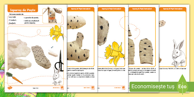 AVAP Iepuraș de Paște din șosetă (teacher made)