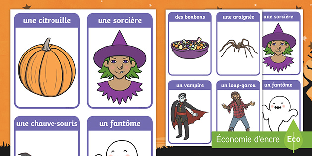 Cartes pour jeu de paires sur le thème d'Halloween