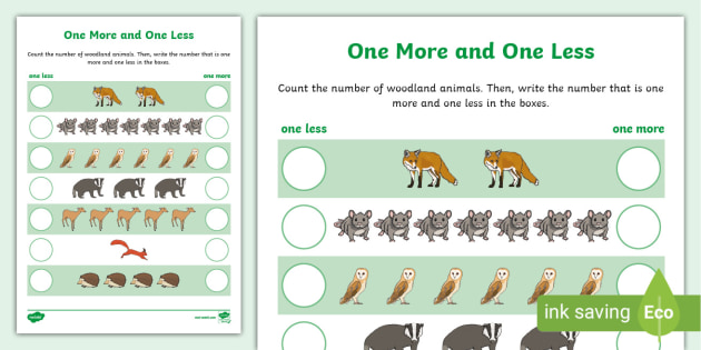 👉 One More and One Less Woodland Activity Sheet