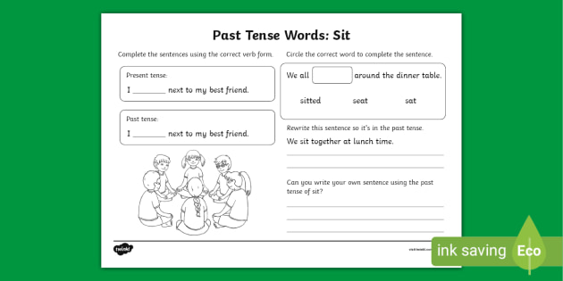 Past Tense Words Worksheet • Twinkl.com.au