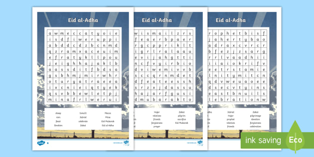 Eid al-Adha Differentiated Word Search (teacher made)