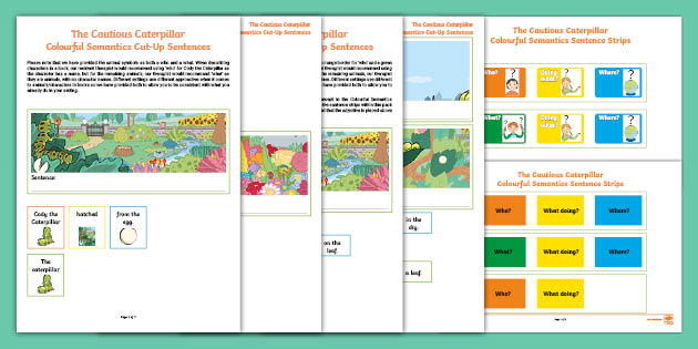 The Cautious Caterpillar Colourful Semantics Cut-Up Sentences