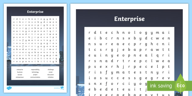 Enterprise Business Studies Word Search (teacher made)