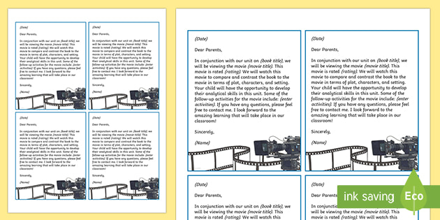 Editable Movie Letter (teacher made)