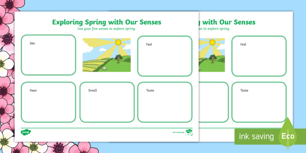 F-2 Exploring spring with our senses Worksheet / Worksheet