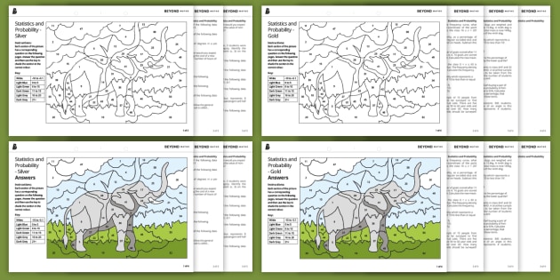 Probability and Statistics Worksheet: Colour by Number