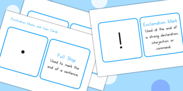 Punctuation Marks And Explanation Matching Cards