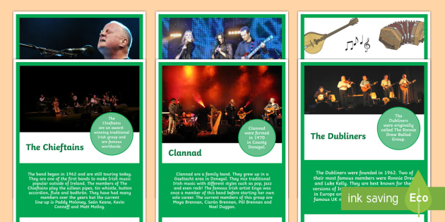 Traditional Irish Musicians and Groups Display Posters - ROI