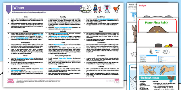 EYFS Winter Continuous Provision Ideas and Resource Pack (Ages 2-4 ...