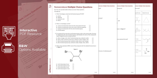 A Level Chemistry Nomenclature Multiple Choice Questions
