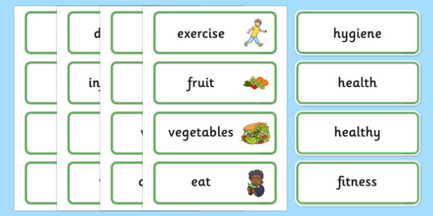 Health and Hygiene Word Cards - Good health, hygiene, behaviour