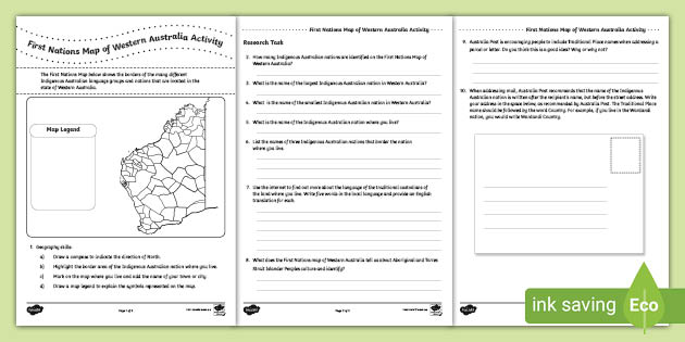 First Nations Map of Western Australia Worksheet