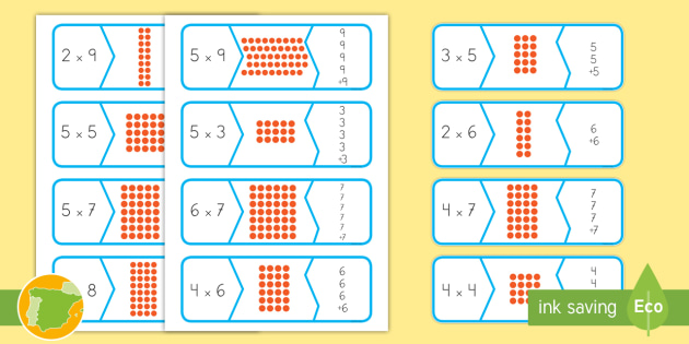 Tarjetas de emparejar: Puzle de multiplicación