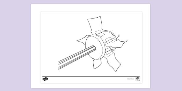 Model Water Wheel Colouring Sheet