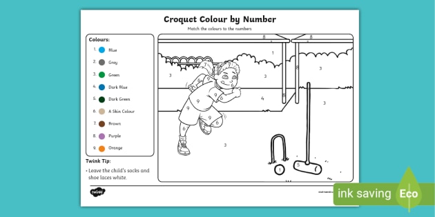 FREE! - Croquet Colour By Number Worksheet (teacher made)