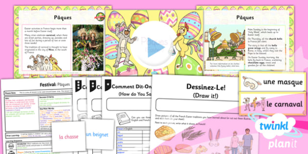 French: Festivals: Easter Year 3 Lesson Pack - KS2 France