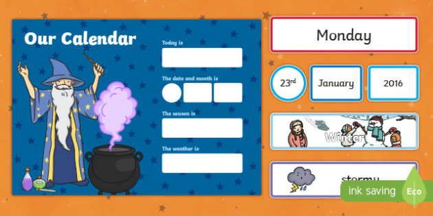 Magic-Themed Days of the Week Display Calendar