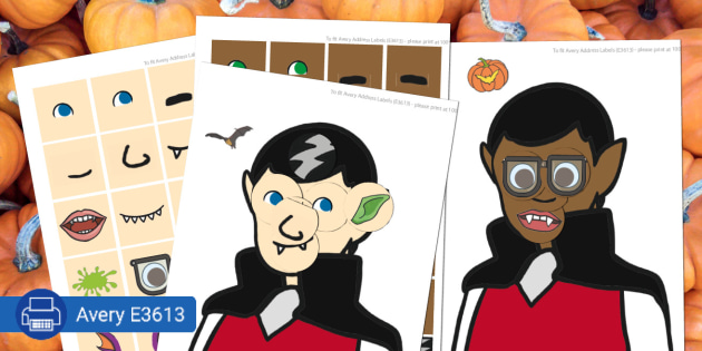 Halloween Vampire - Make a Face - Sticker Activity