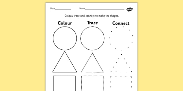2D Shape Color Trace and Join the Dots (Teacher-Made)