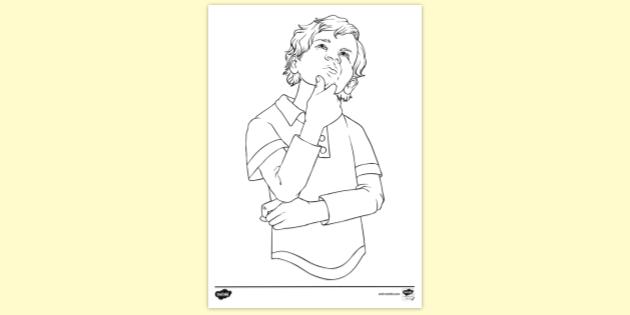 FREE! - Thinking Face Colouring Sheet (teacher made)