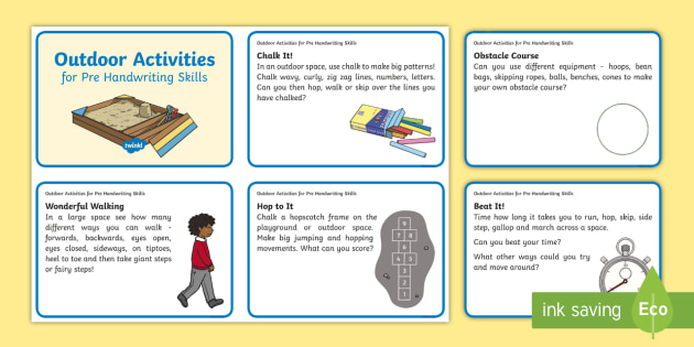 Outdoor Activities for Pre Handwriting Skills Activity Cards