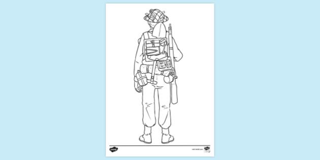 FREE! - Second World War British Soldier Back Colouring Sheet