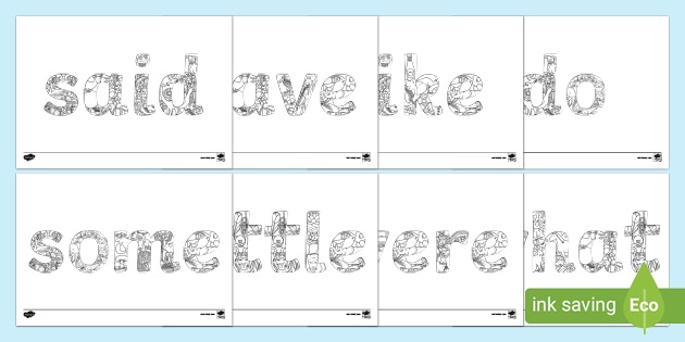 Phase 4 Tricky Words Mindfulness Colouring Pages