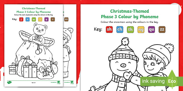 Christmas-Themed Phase 3 Colour by Phoneme Activity